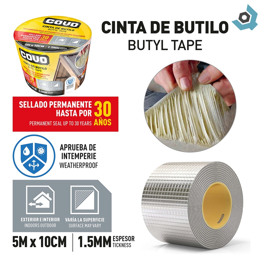 CINTA DE ALUMINIO DE BUTILO 5M X 10CM COVO | Litani Import Export