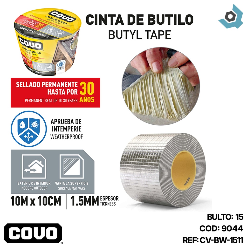 CINTA DE ALUMINA DE BUTILO 10M X 10CM COVO | Litani Import Export