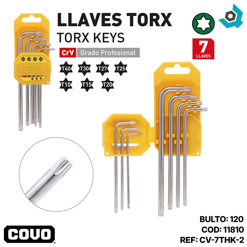 JUEGO DE LLAVES L TORX X 7 PIEZAS COVO | Litani Import Export