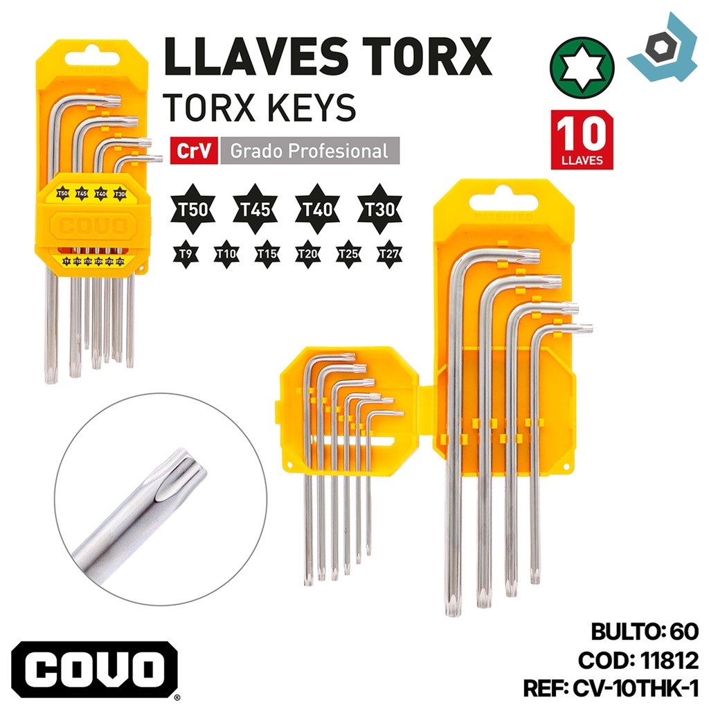 JUEGO DE LLAVES L TORX X10 PIEZAS COVO | Litani Import Export