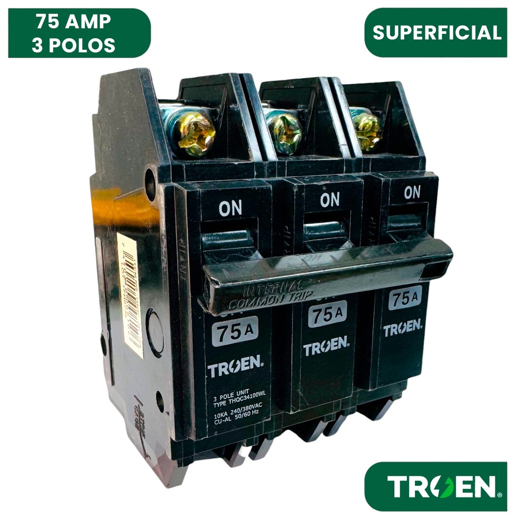 BREAKER SUPERFICIAL TERMOMAGNETICO 75A 3P TROEN | Litani Import Export